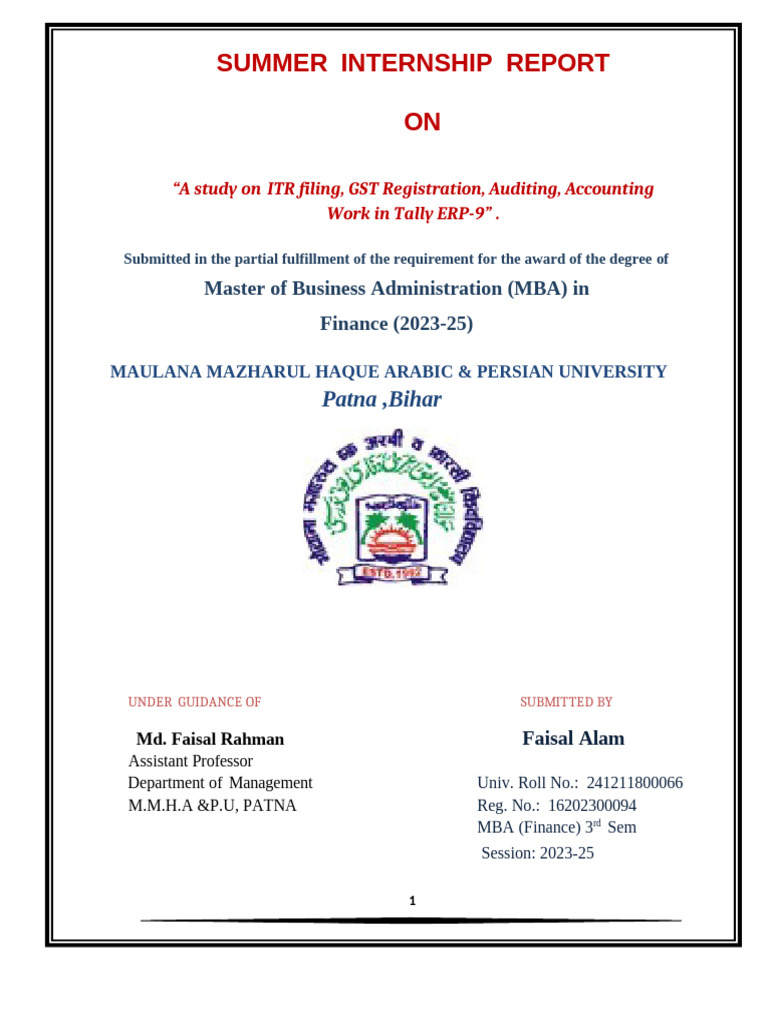 Faisal Alam Internship Report | PDF | Taxes | Value Added Tax