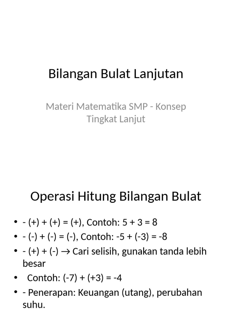 Materi Bilangan Bulat Lanjutan | PDF