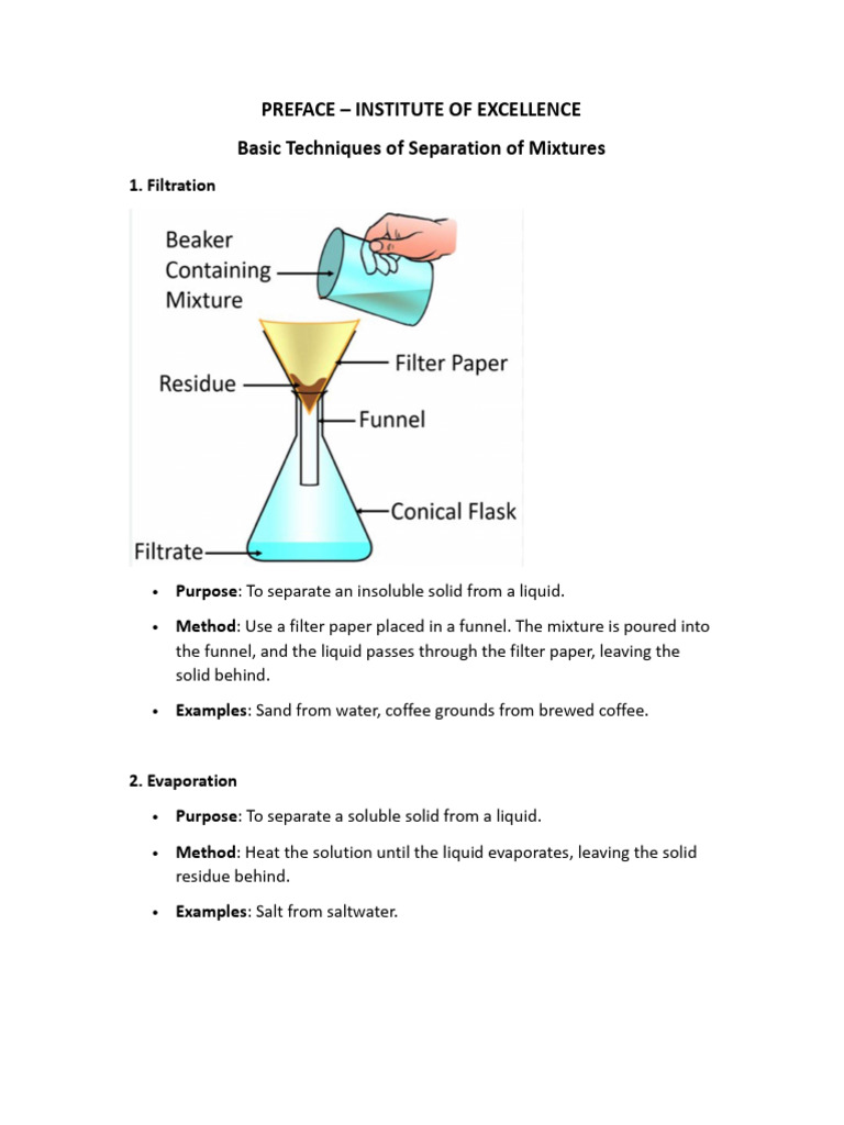 Separation of Mixtures | PDF | Filtration | Solubility