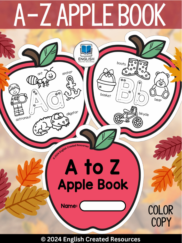 A To Z Alphabet Book Color Copy Copyright 2024 English Created ...