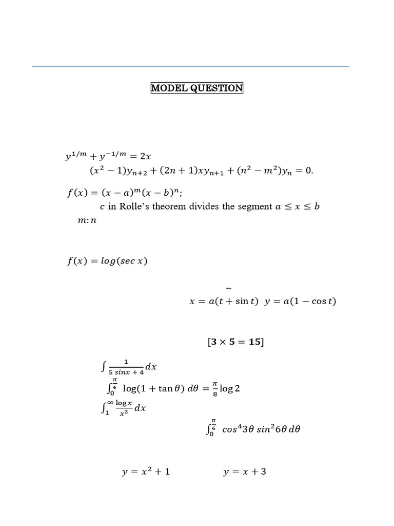Calulus I Model Question 2023 | PDF | Pi | Mathematical Concepts