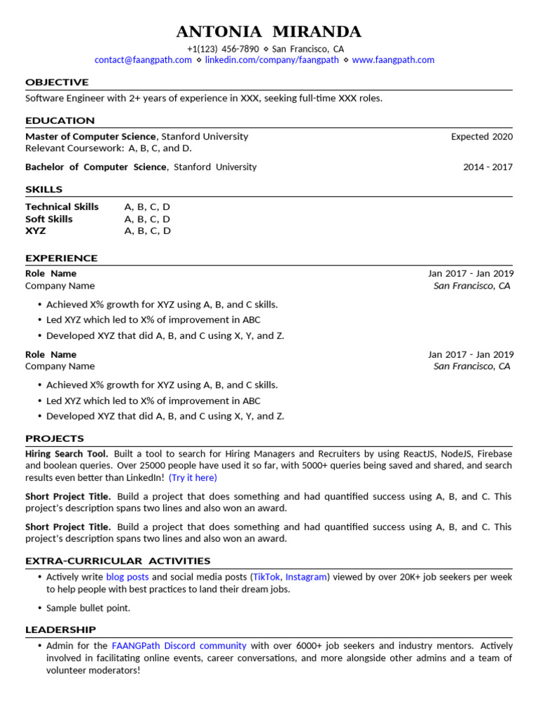 FAANGPath Simple Template | PDF