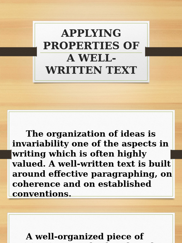 Applying Properties of A Well Written Te | PDF | Attitude (Psychology ...