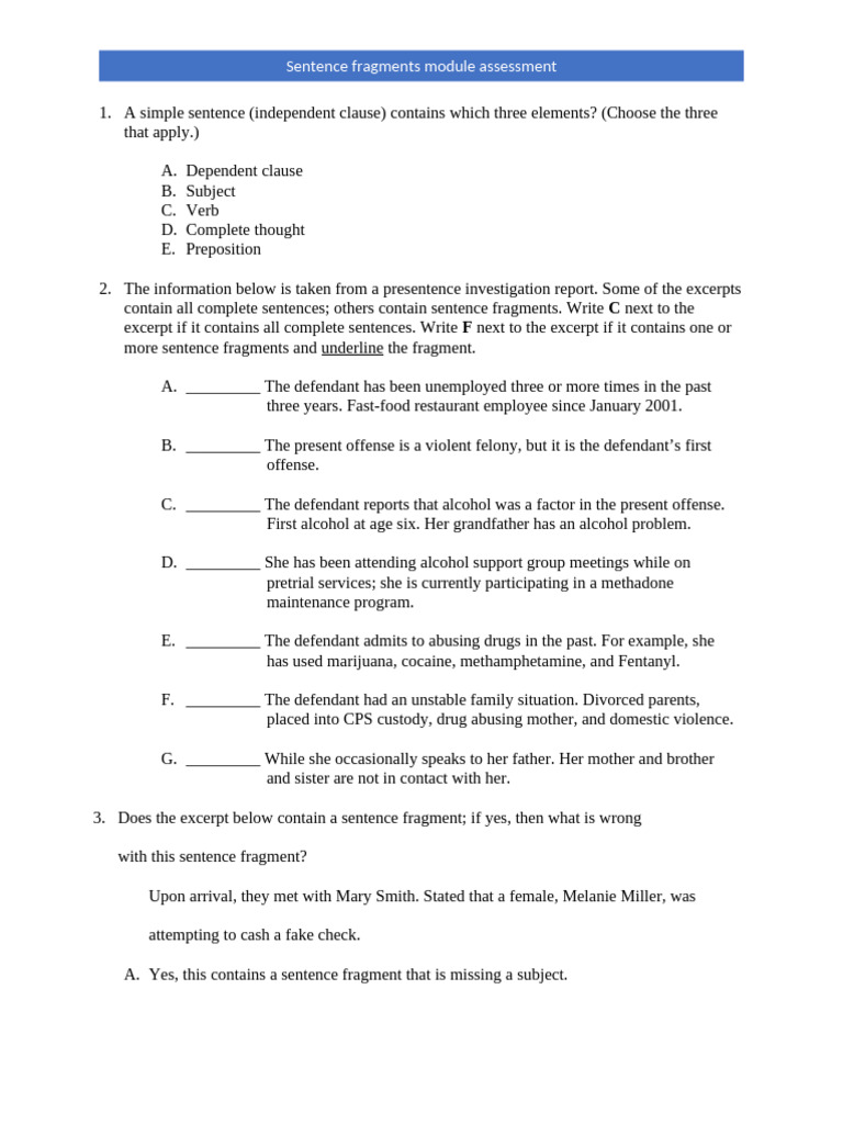 Understanding Sentence Fragments and Structure | PDF | Sentence ...