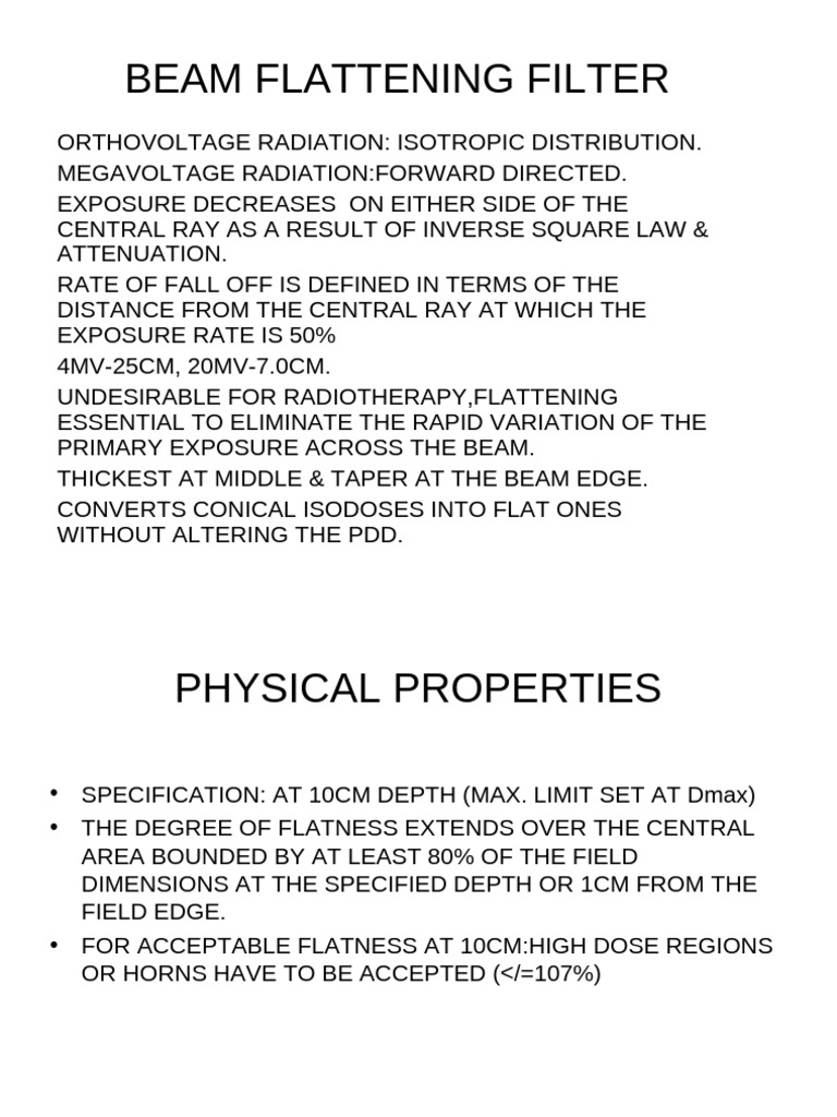 Beam Flattening Filter | PDF | Absorbed Dose | Electromagnetic Radiation