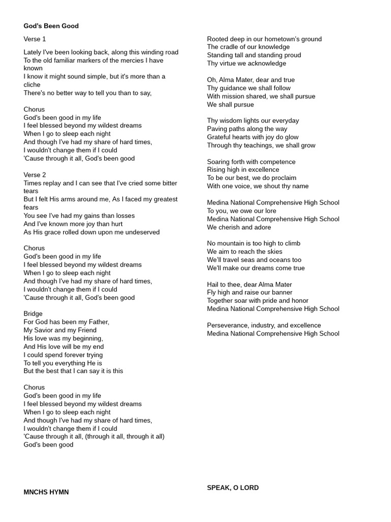 Seniors Night Songs Lyrics | PDF | Faith | Religious Belief And Doctrine
