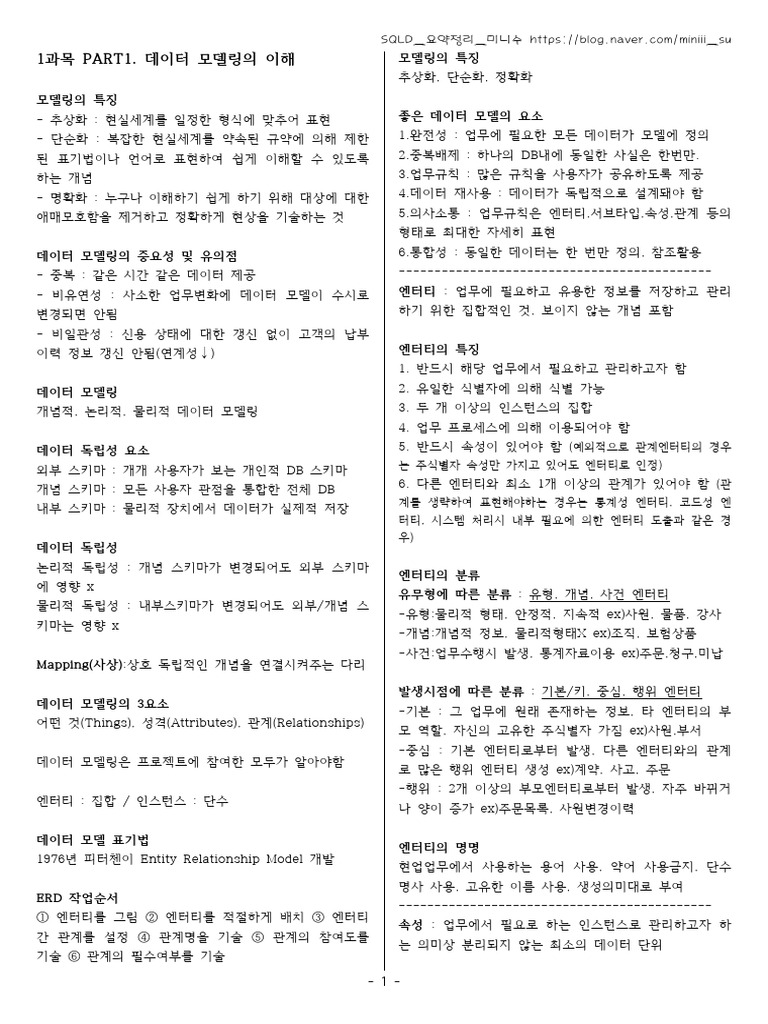 SQLD 요약정리 | PDF