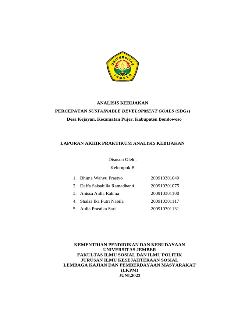 Laprak ANALISIS KEBIJAKAN | PDF