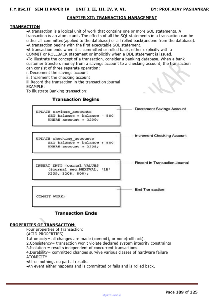 12-Transaction Management (E-Next - In) | PDF | Database Transaction | Data