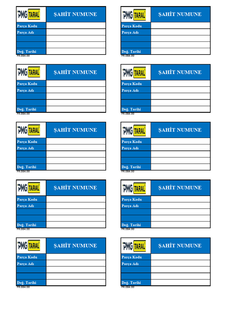 FR.084.00 - Numune Etiketi | PDF