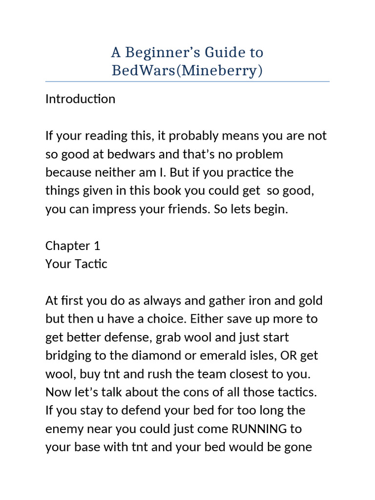 A Beginner's Guide To Bedwars | PDF