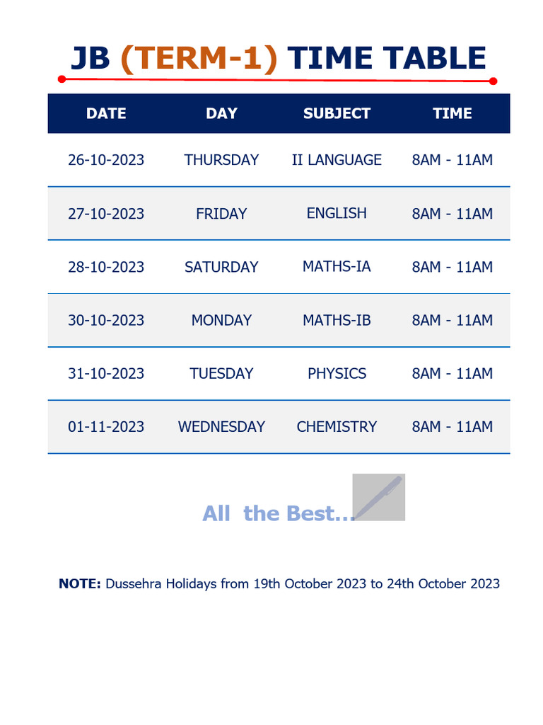 JB (Term-1) TT & Syllabus 2023 | PDF