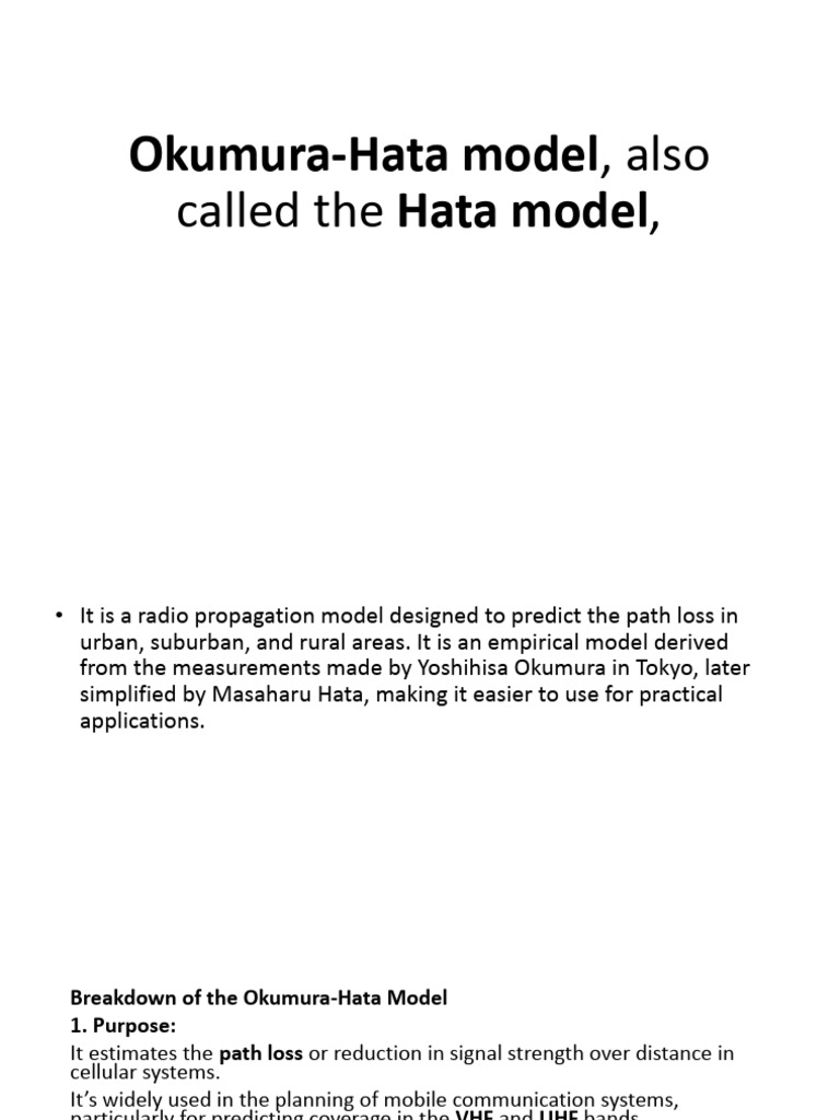 Okumura-Hata model, also called the Hata model | PDF | Cellular Network ...