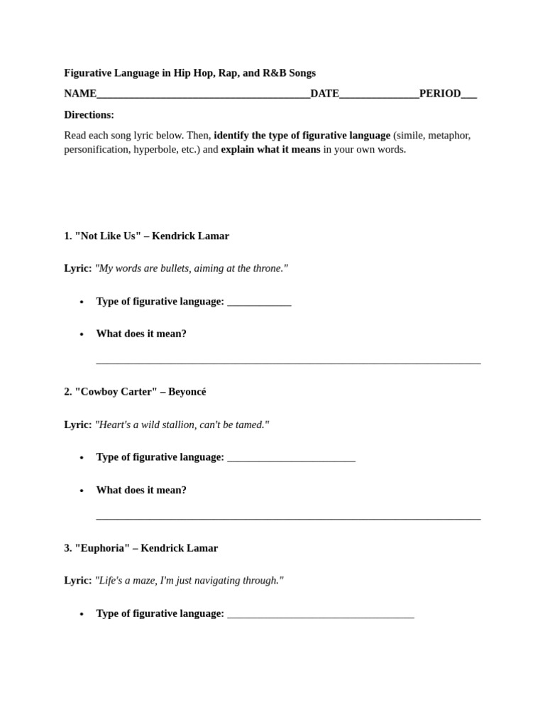 Figurative Language in Hip Hop Lyrics | PDF | American Popular Music ...