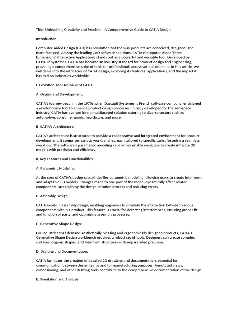 catia | PDF | Simulation | Computer Aided Design