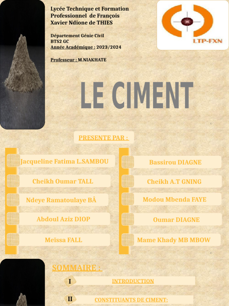 Synthèse G3 Et G4, Exposée Sur Le Ciment | PDF | Ciment | Béton