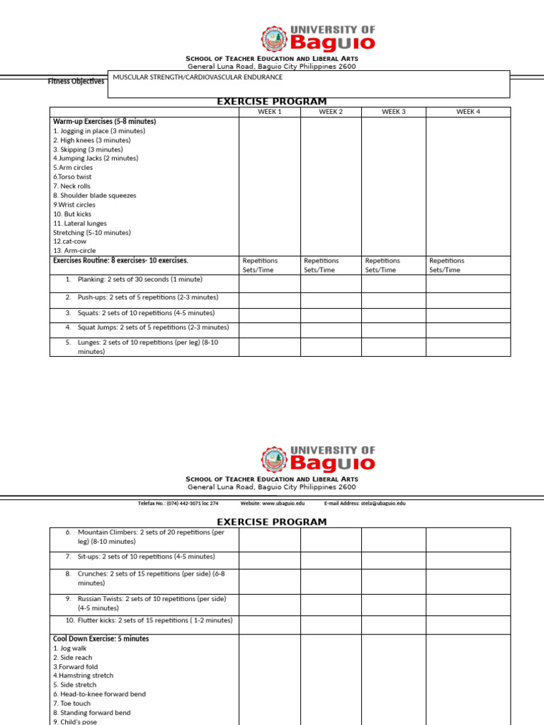 PATHFT-2-Sample-FITNESS-PROGRAM | PDF | Physical Exercise | Physical ...