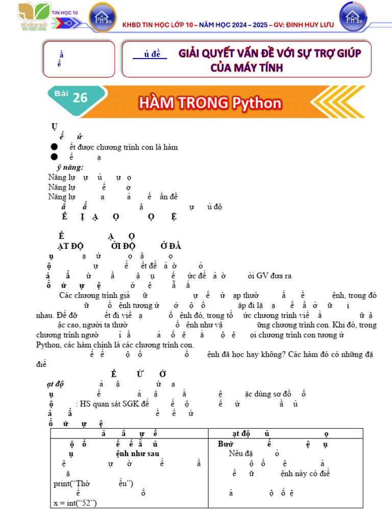 GA Tin10 B26 Ham Trong Python | PDF