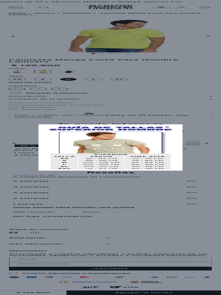 Camiseta Manga Corta para Hombre Lúnivers CAMIS | PDF