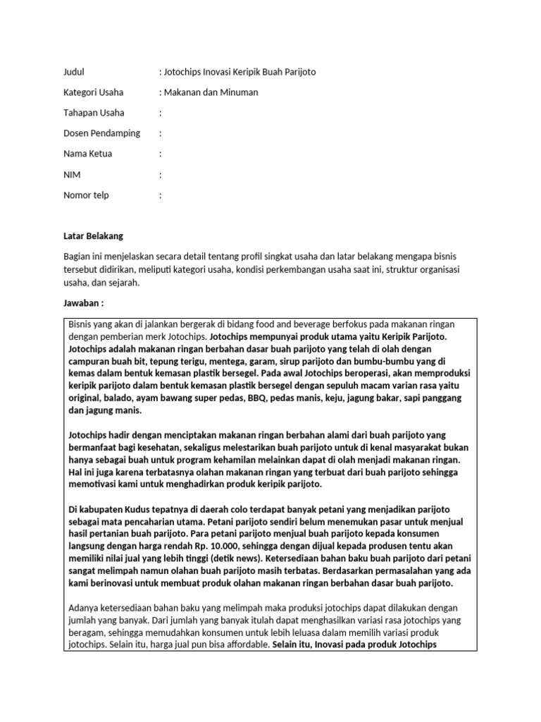 Contoh Proposal P2MW | PDF