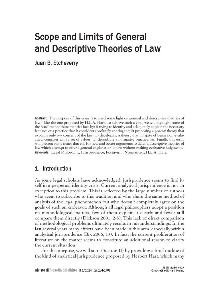 Scope and Limits of General and Descriptive Theories of Law | PDF ...