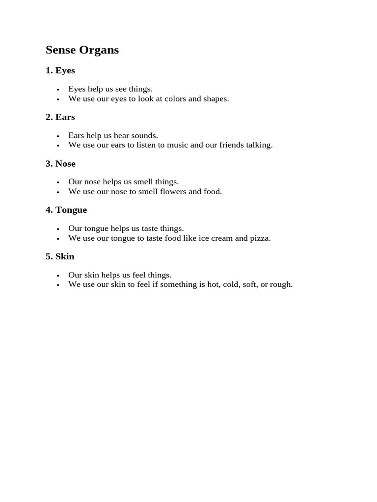 Sense Organs | PDF