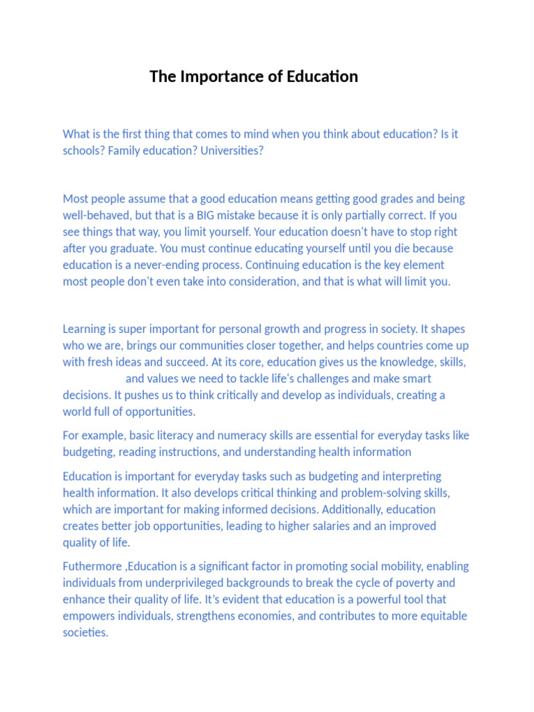 Key Benefits of Education Explained | PDF | Sustainable Development ...