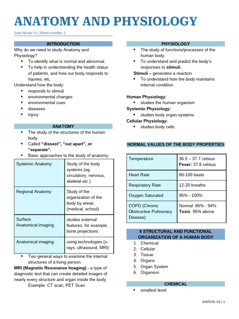 Anatomy and Physiology Handout 1 | PDF | Anatomical Terms Of Location | Peritoneum