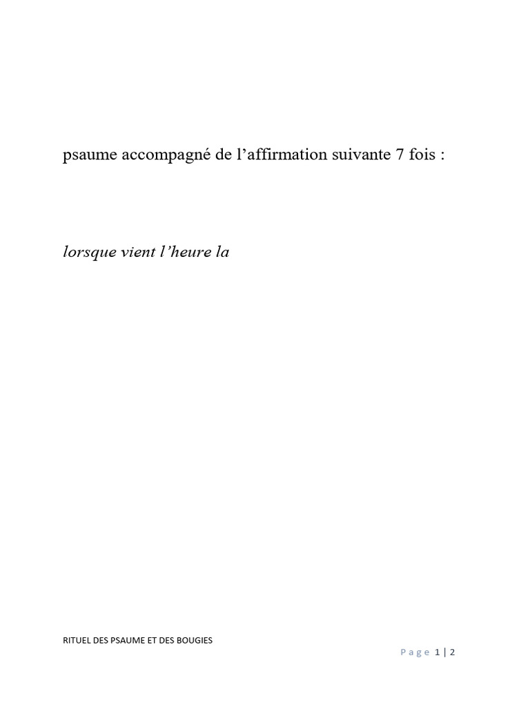 Psaume 122 : Rituel pour réussir au travail | PDF