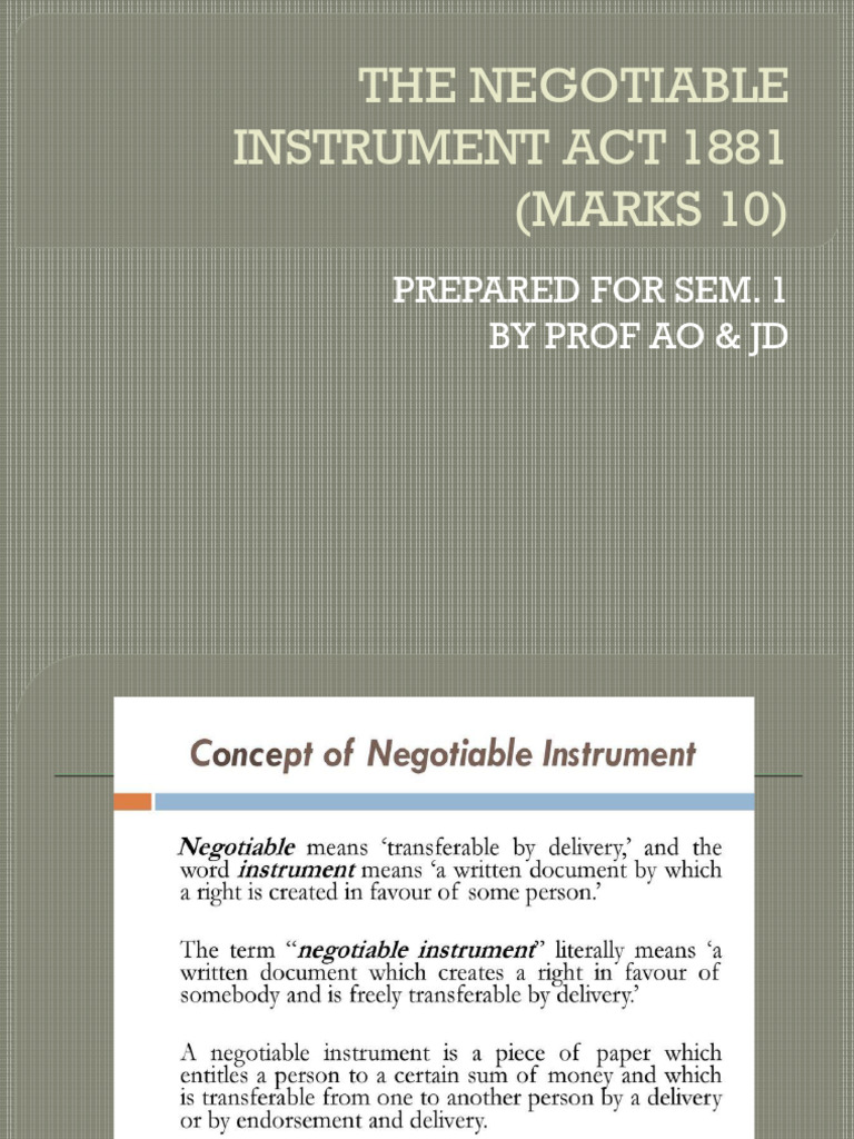 Unit-4 Negotiable Instrument Act | PDF | Negotiable Instrument | Money