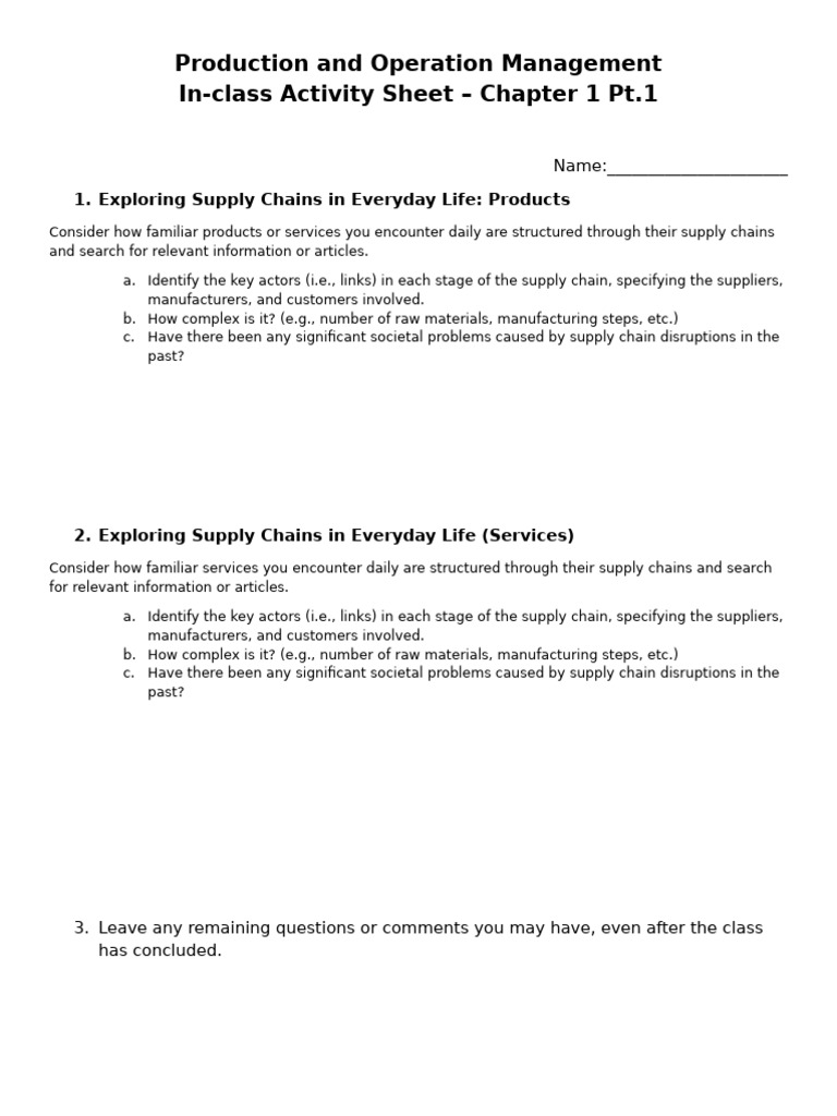 POM InclassSheet Chap1 Pt1 | PDF