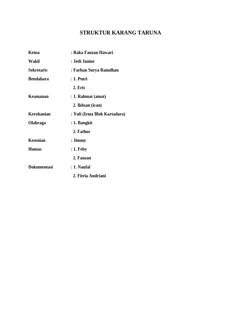 STRUKTUR KARANG TARUNA | PDF