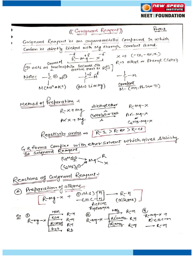 Grignard reagent Chemistry | PDF