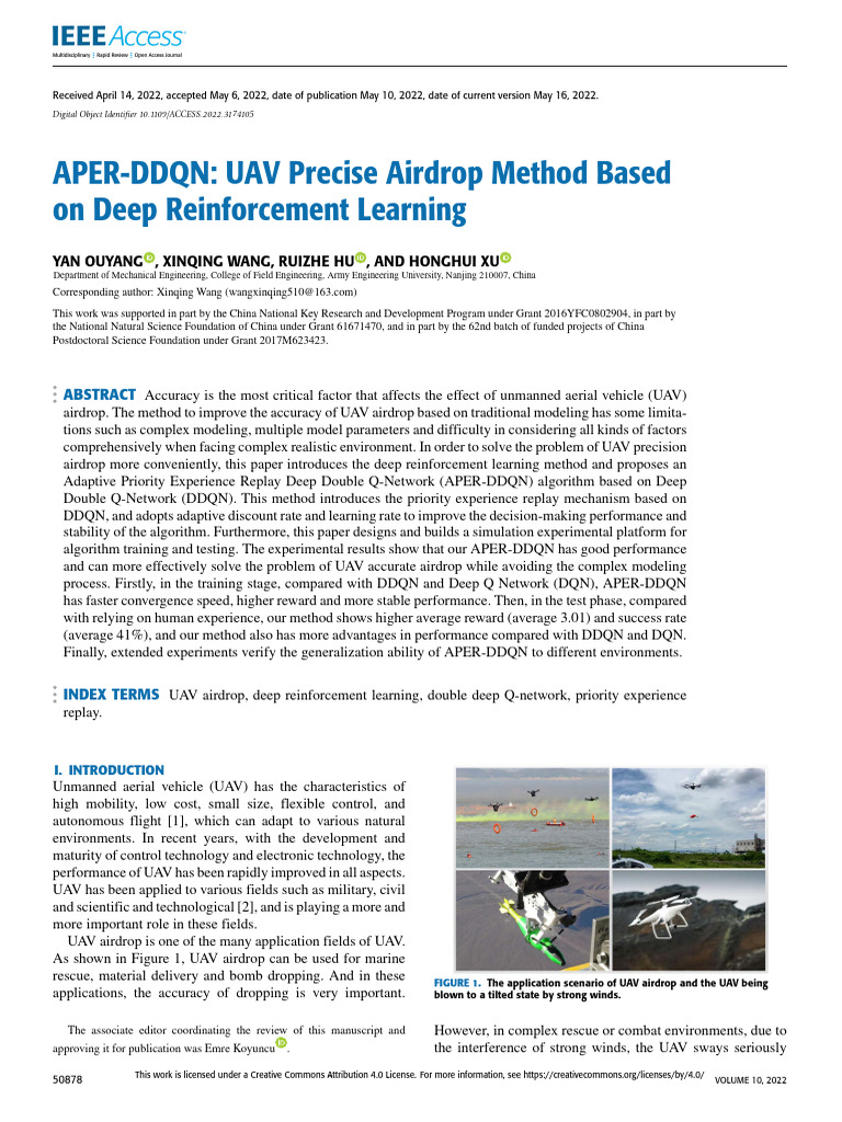 APER-DDQN UAV Precise Airdrop Method Based On Deep Reinforcement Learnin | PDF | Applied Mathematics