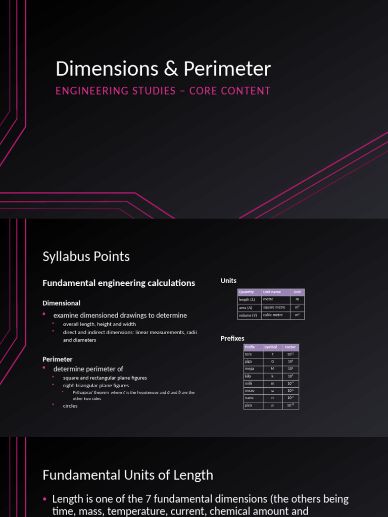 Engineering Dimensions and Perimeter Guide | PDF | Length | Area