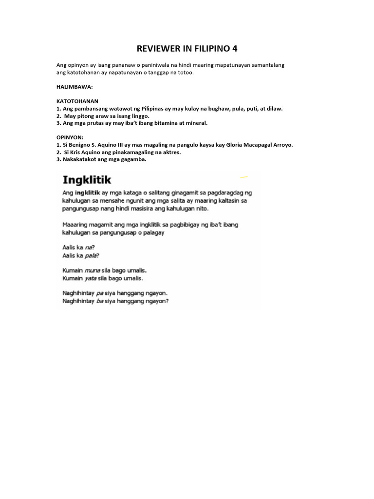 Tiff FILIPINO 4th PAT | PDF