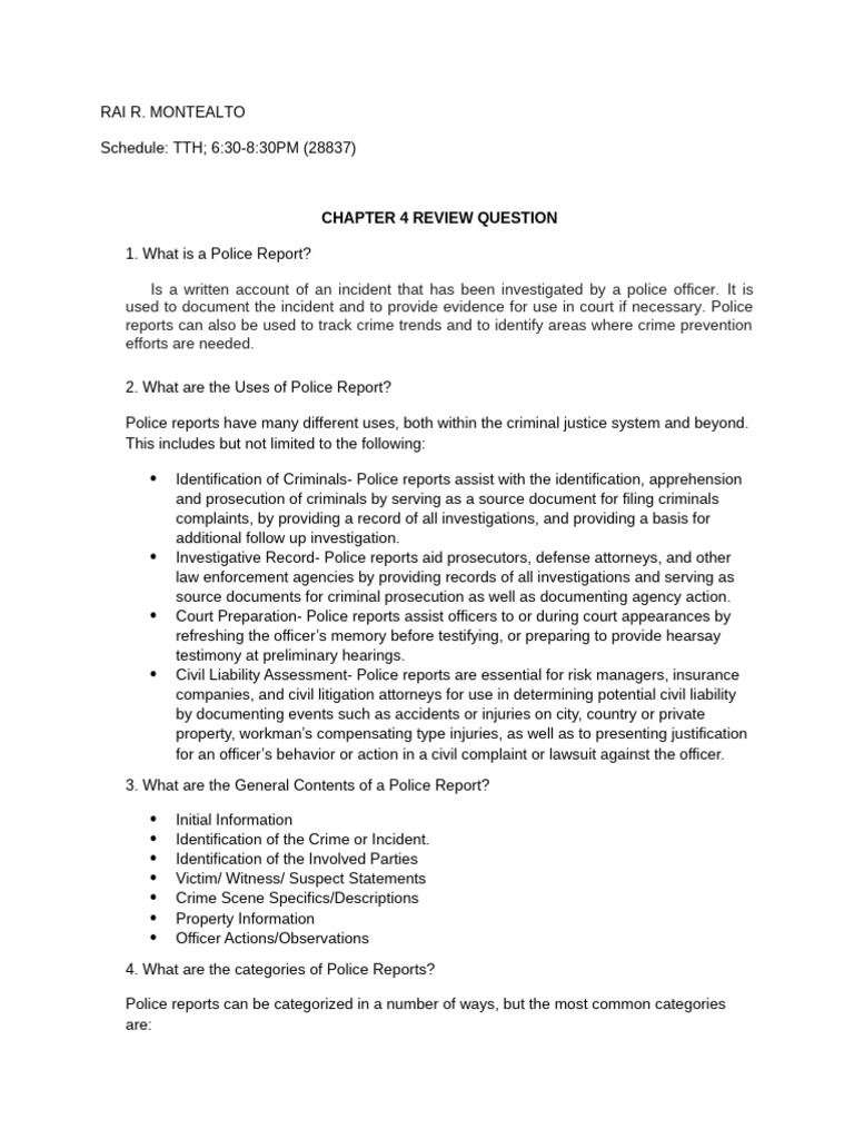 CHAPTER 4 QUESTION | PDF | Complaint | Crimes