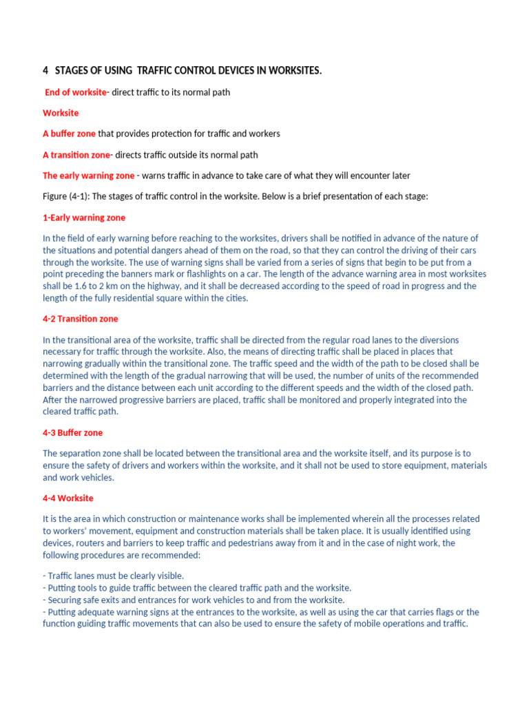4 Stages of Using Traffic Control Devices in Worksites | PDF | Traffic ...