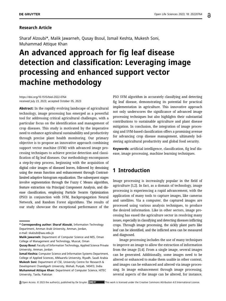10.1515_biol-2022-0764 | PDF | Sensitivity And Specificity | Support Vector Machine