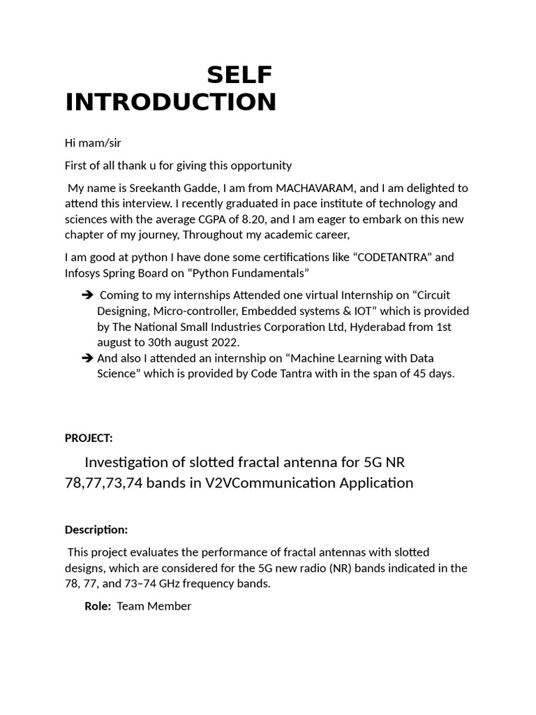 Self Introduction | PDF