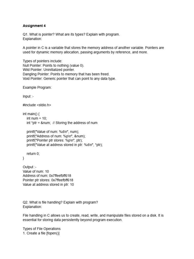 Assignment 4 | PDF | Pointer (Computer Programming) | Computer Programming Assignment 4 | PDF | Pointer (Computer Programming) | Computer Programming