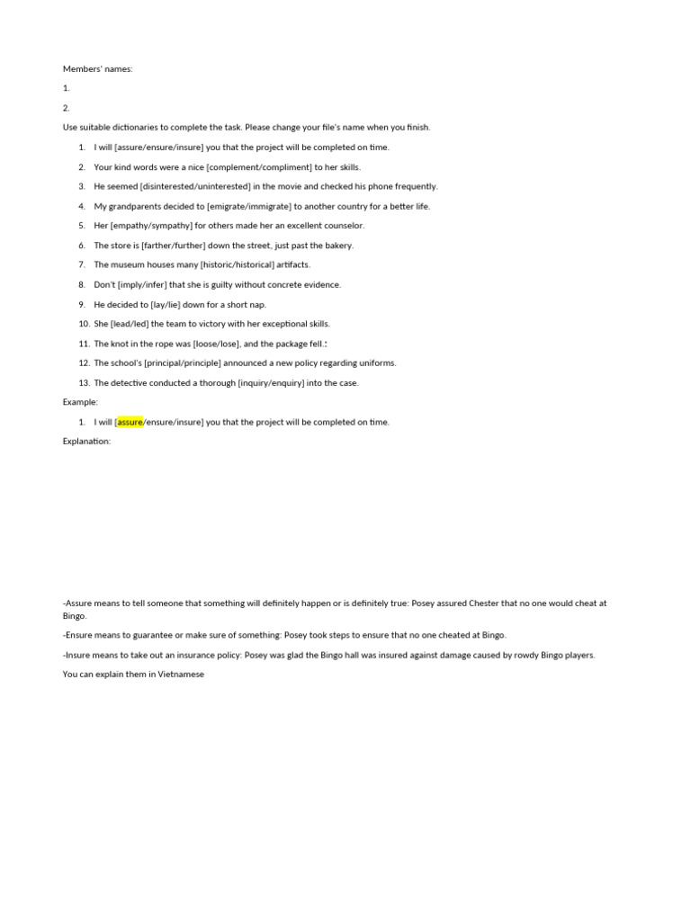 Exercises-Confusing Words - Member 1 - Member 2 | PDF
