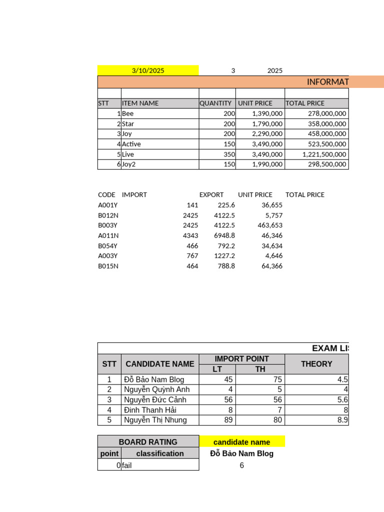 Bai Tap Excel Co Ban Nang Cao | PDF