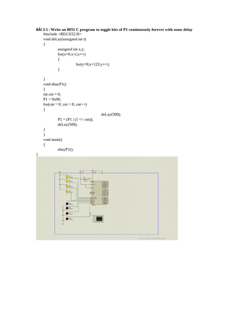 8051 C Programs for Bit Toggling and LEDs | PDF