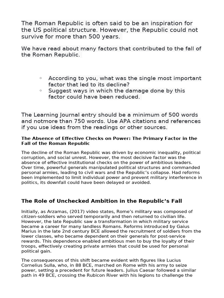 Causes of the Roman Republic's Decline | PDF | Roman Republic | Ancient ...