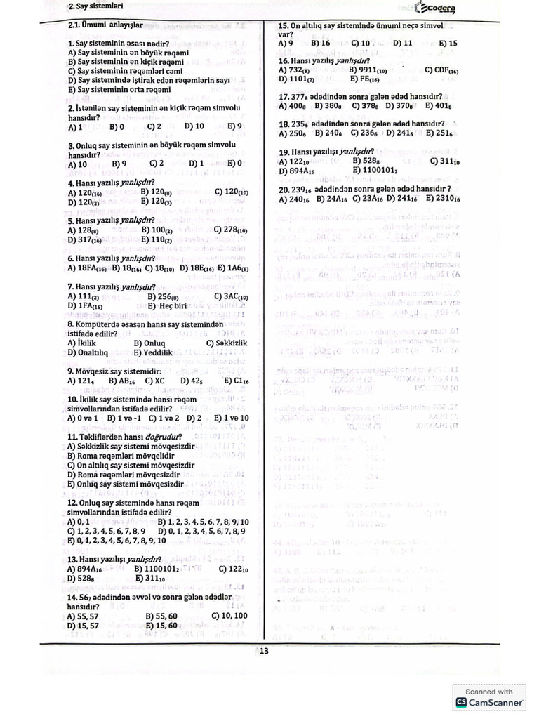 Codera 2 Say Sistemləri | PDF