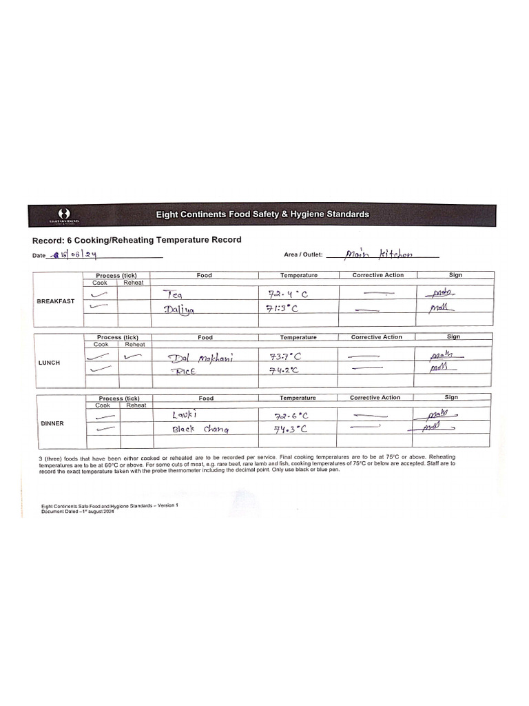 Record No 6 Cooking & Reheating | PDF
