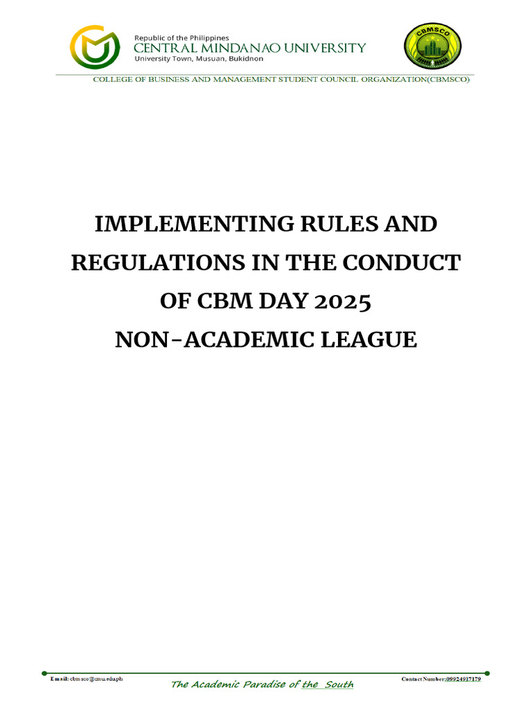 Cbm Day 2025 Non Academic League Irr Final | PDF