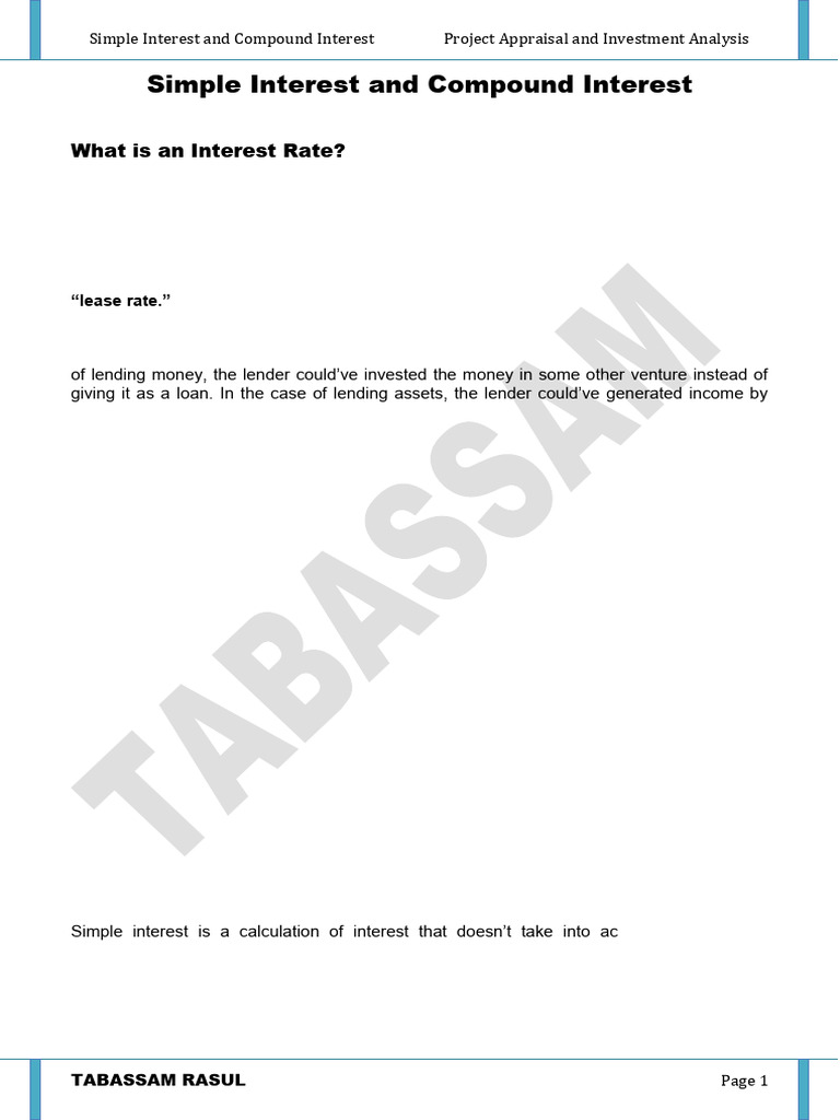 Simple Interest and Compound Interest | PDF | Interest | Interest Rates