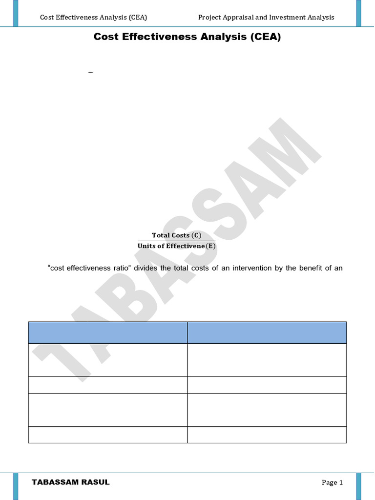 5 Cost Effectiveness Analysis | PDF | Cost Effectiveness Analysis ...